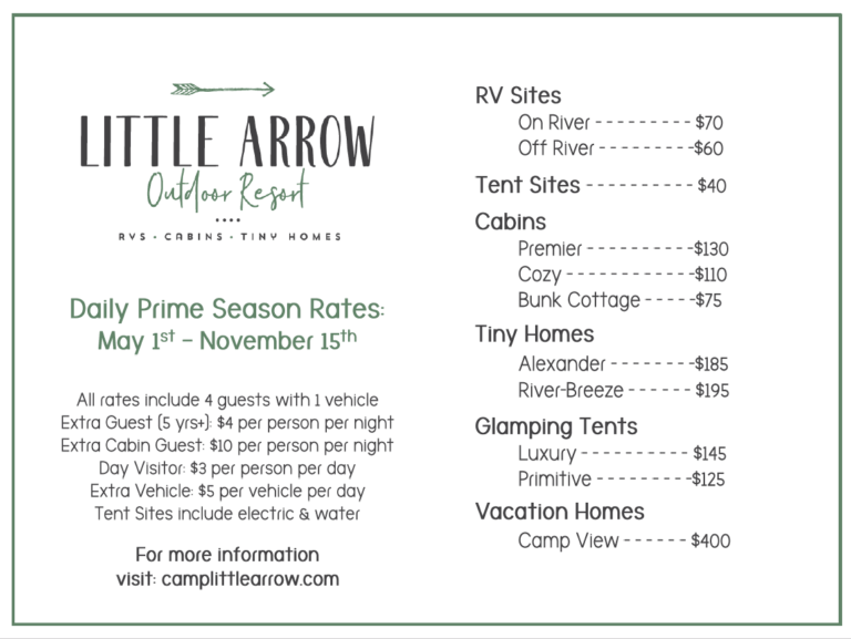 Plan Your Vacation at Little Arrow! - Little Arrow Outdoor Resort